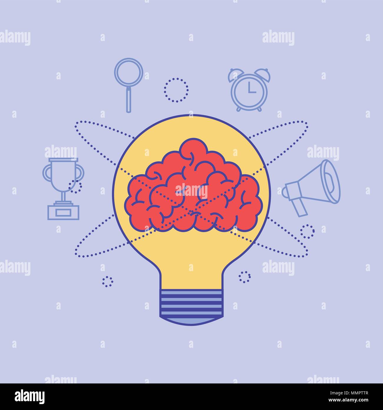 human brain in bulb idea learning education vector illustration Stock ...