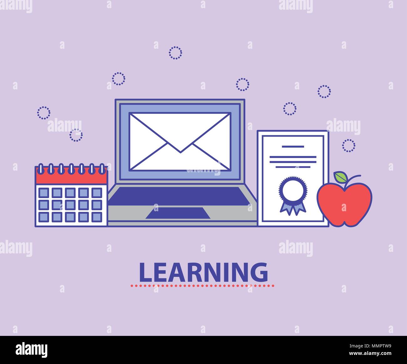 laptop email diploma calendar online learning education vector ...
