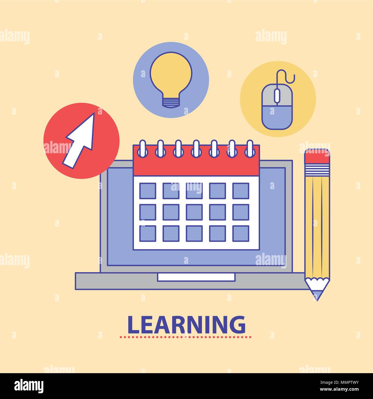 laptop plan calendar study creativity learning education vector ...