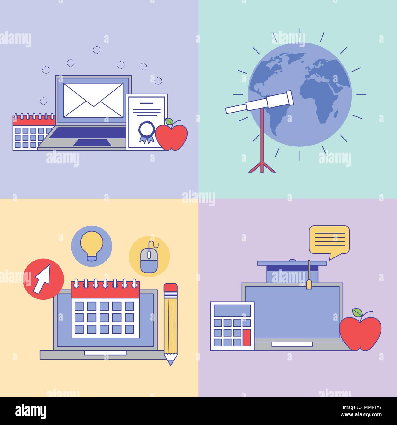 set of learning and education online vector illustration Stock Vector ...