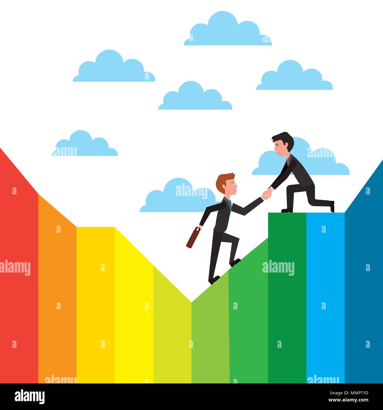 business man helping colleague or friend climbing leadership teamwork ...