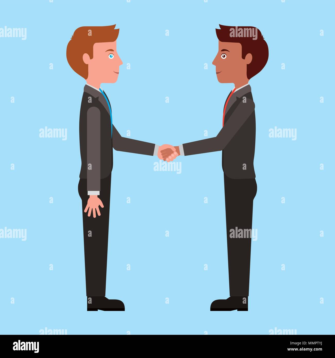 businessmen handshake characters coworkers team vector illustration ...