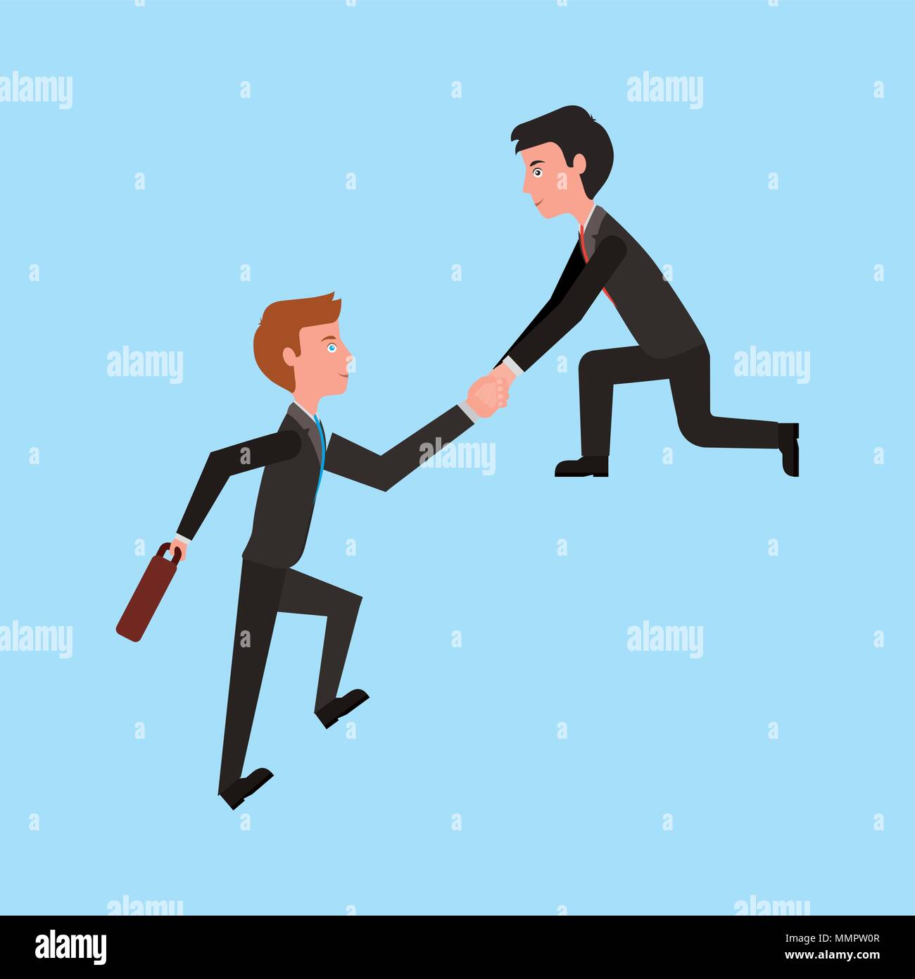 business man helping colleague or friend climbing leadership teamwork ...