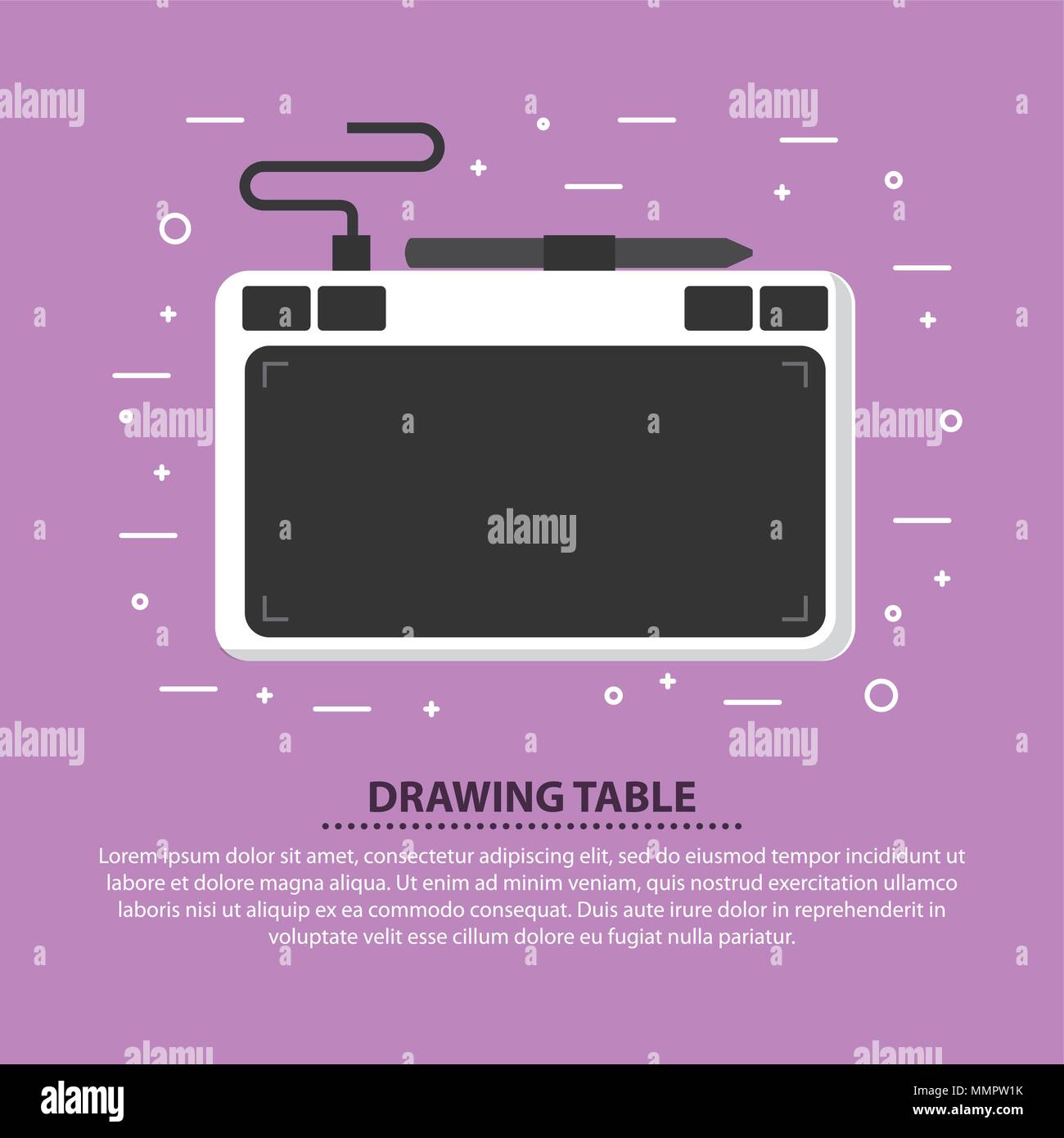 designer drawing table pen digital device vector illustration Stock ...