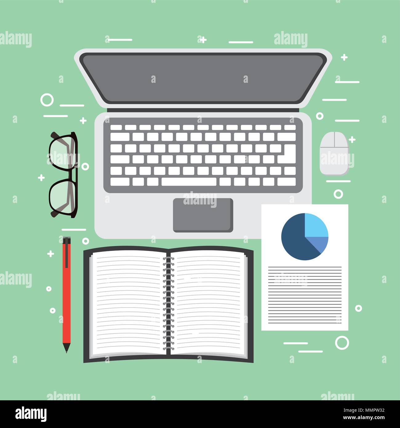 Blank notebook pencil laptop Stock Vector Images - Alamy