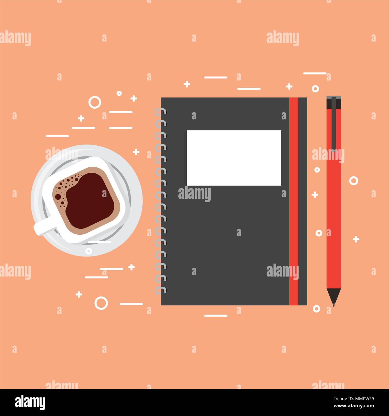 Open notepad pencil cup Stock Vector Images - Alamy