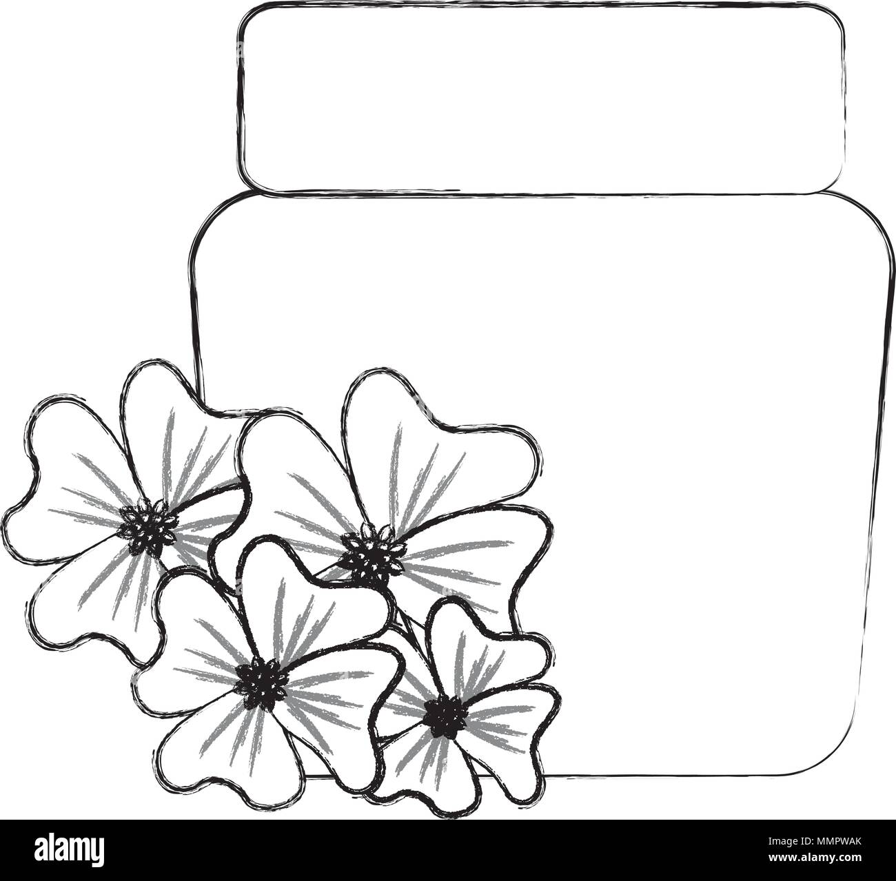 pot plastic of beautiful product with floral decoration vector ...