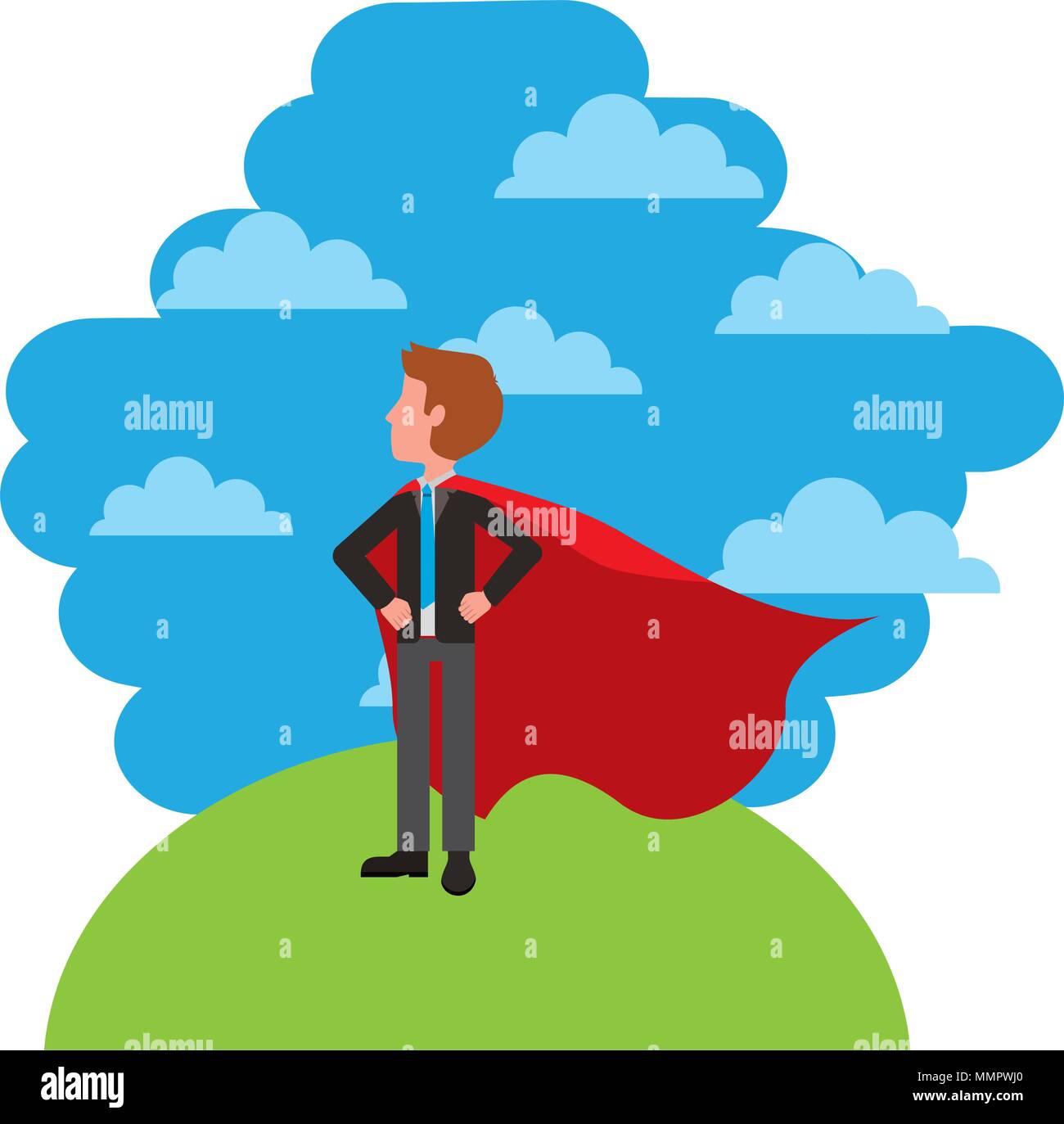 elegant businessman super hero in landscape vector illustration design ...