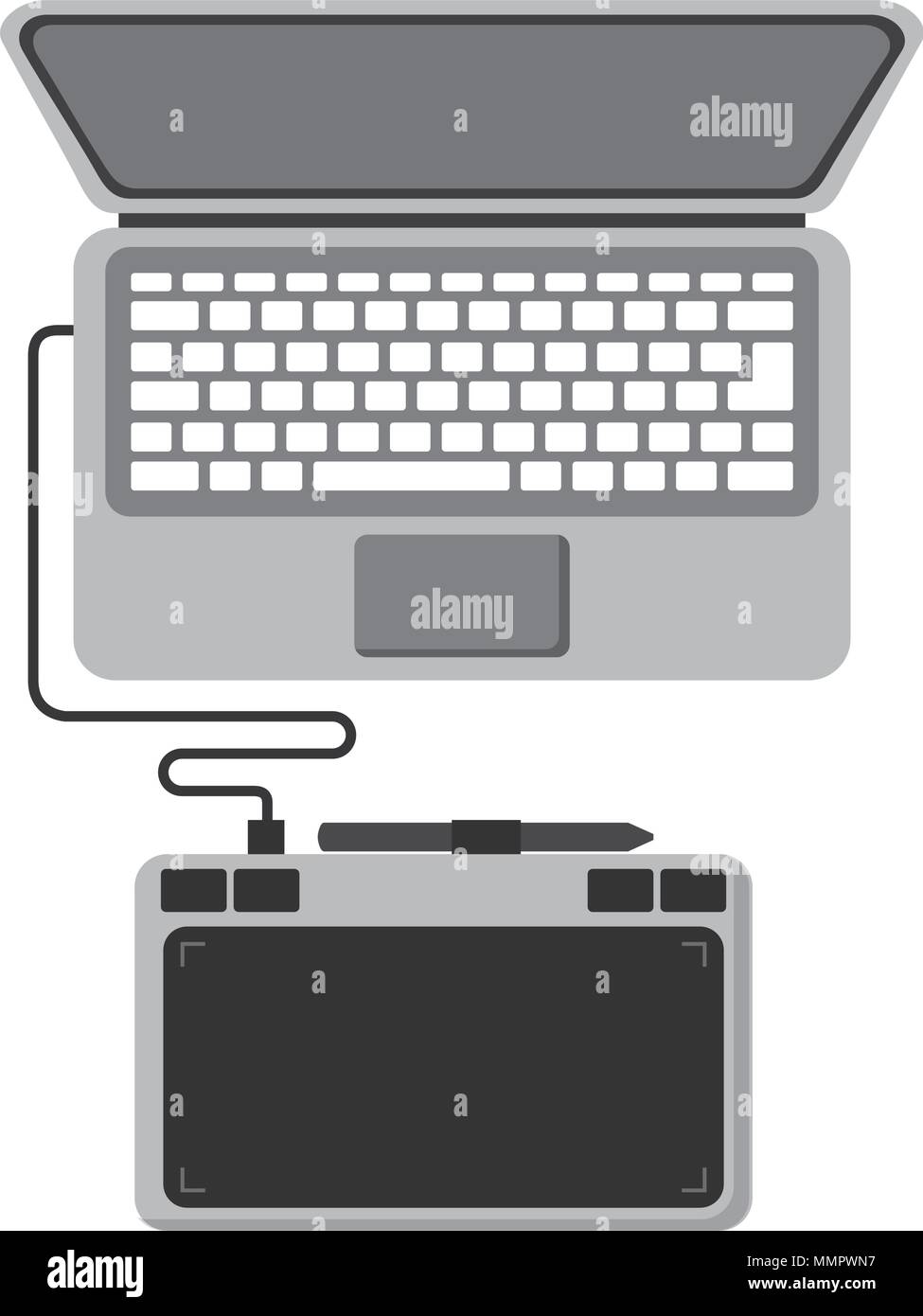 laptop computer with electronic board graphic vector illustration ...