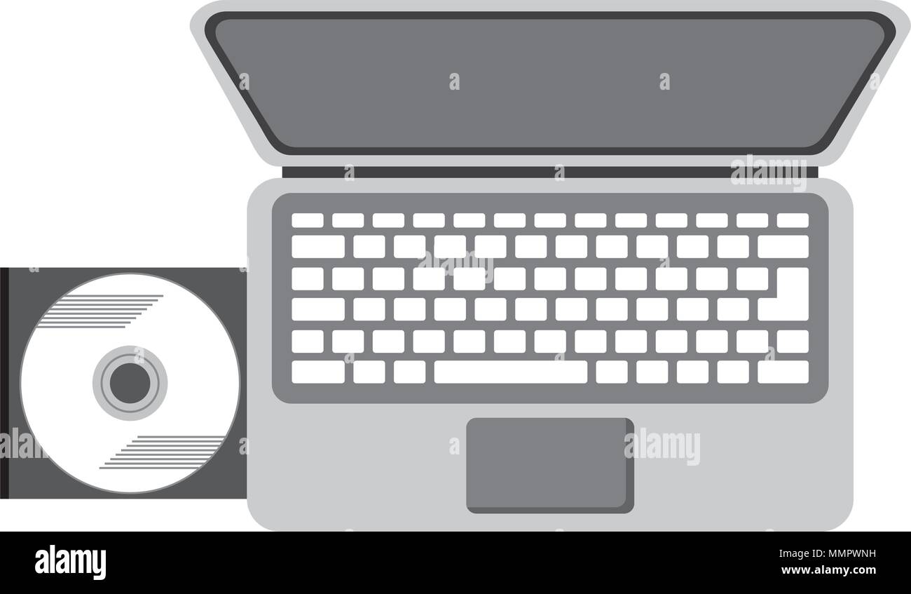 laptop computer with compact disc vector illustration design Stock ...