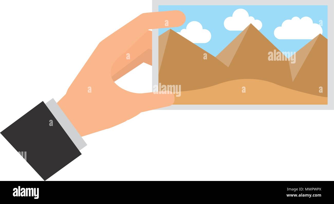 hand with picture landscape work art icon vector illustration Stock ...