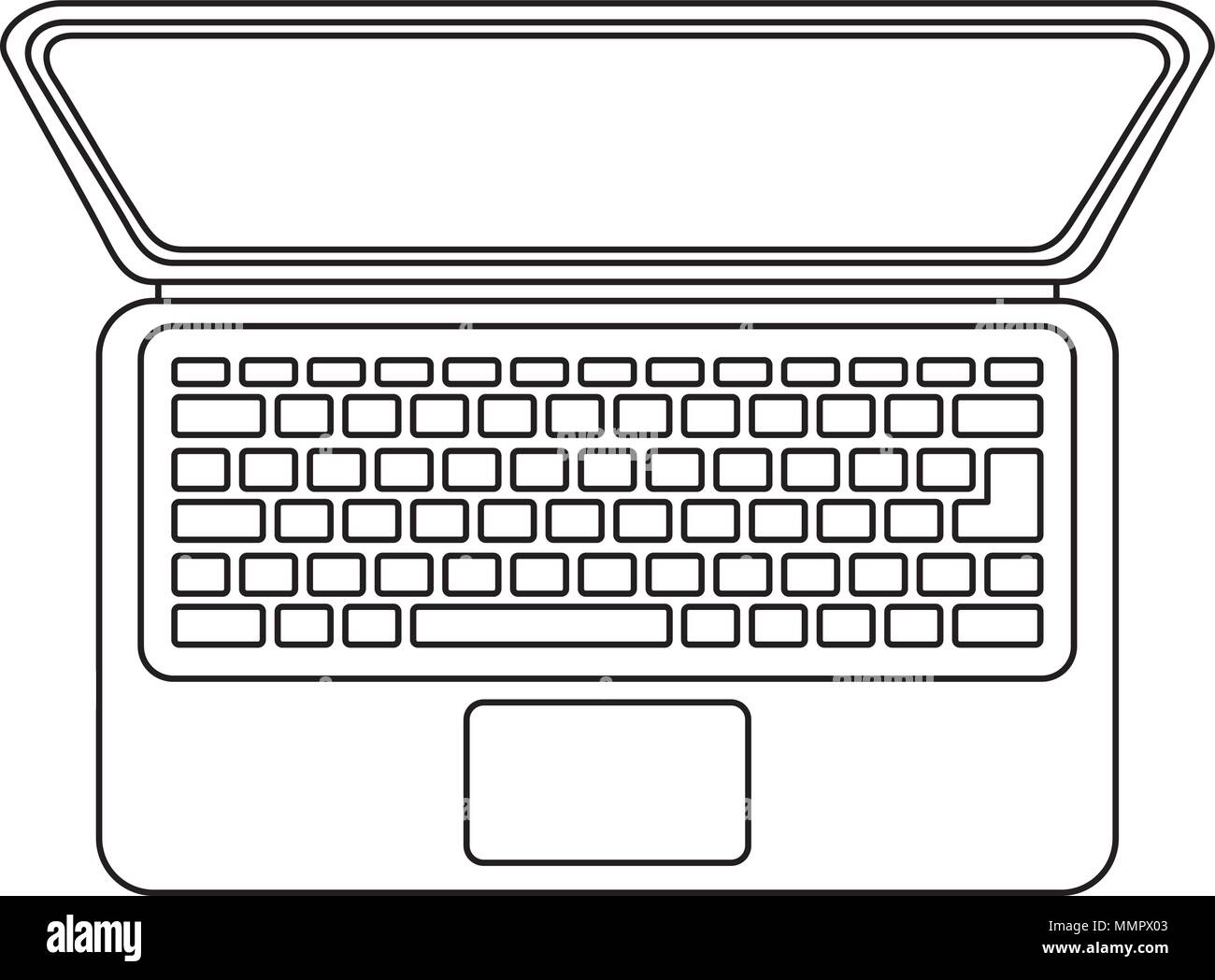 top view laptop digital keyboard technology vector illustration thin ...