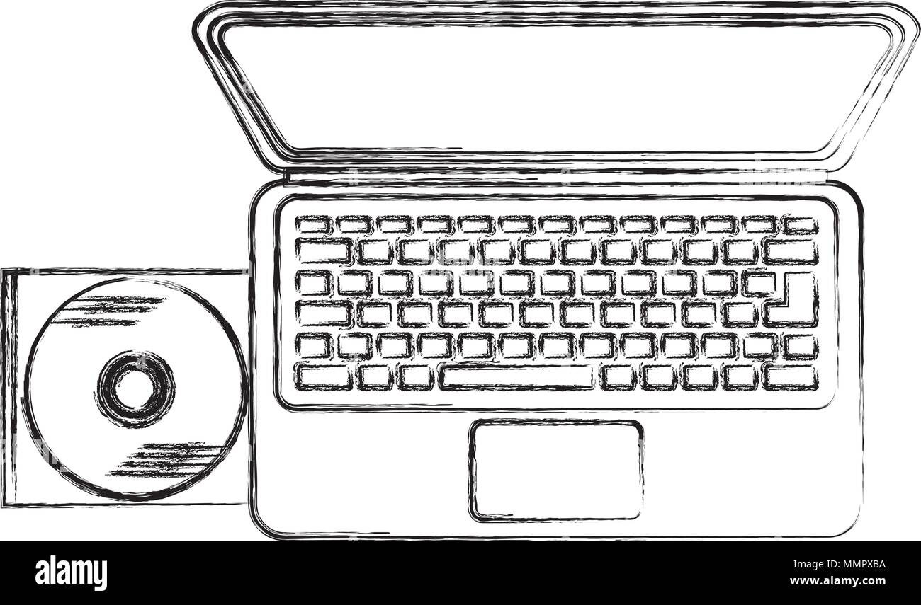 laptop computer with compact disc vector illustration design Stock ...