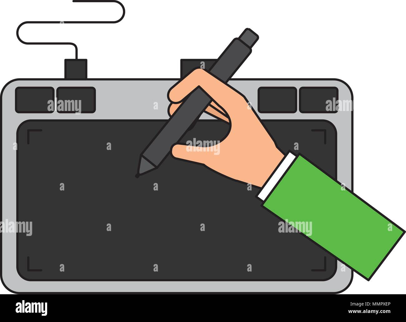 hand designer table digital pen vector illustration Stock Vector Image ...