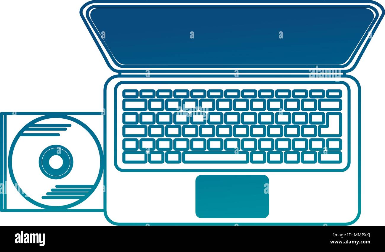 laptop with open drive cd vector illustration neon color Stock Vector ...