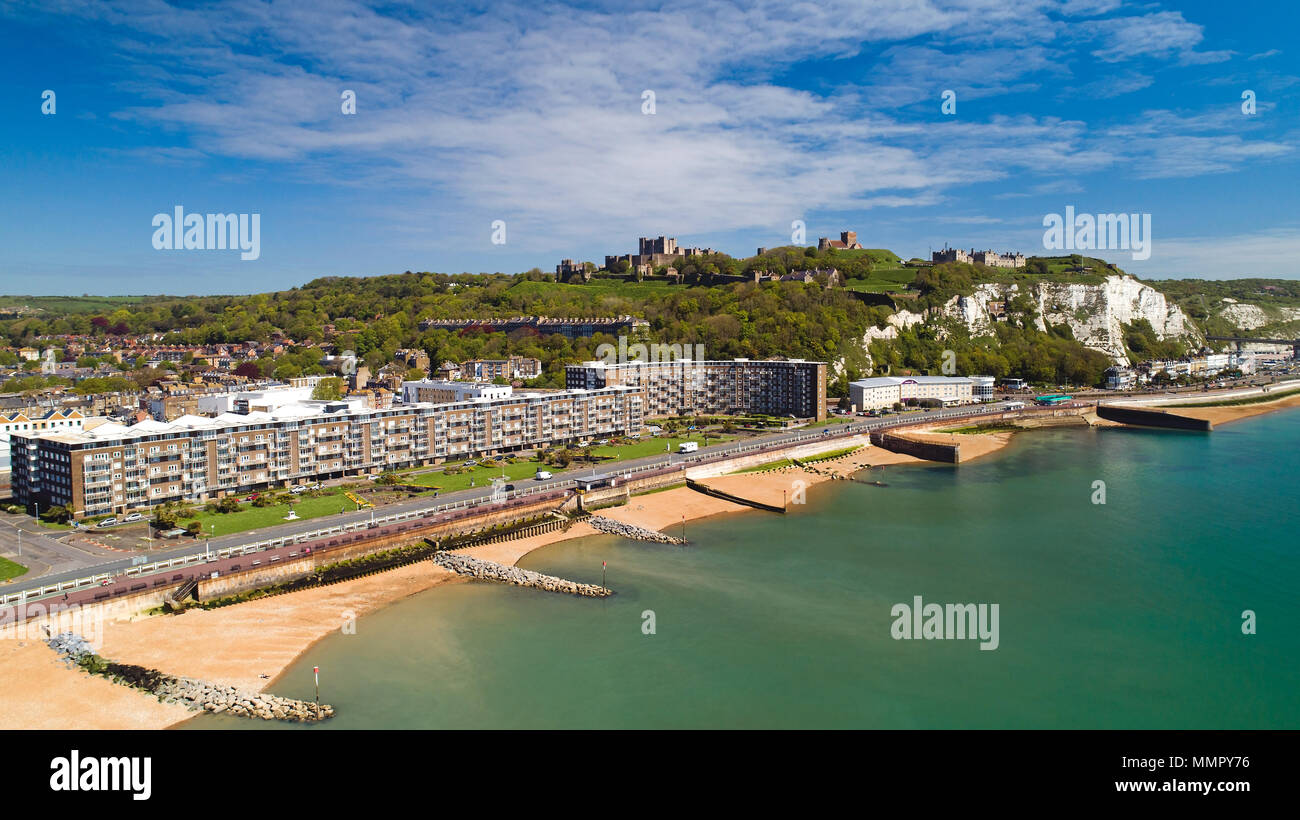 Aerial view of Dover beach and castle, Kent, England Stock Photo - Alamy