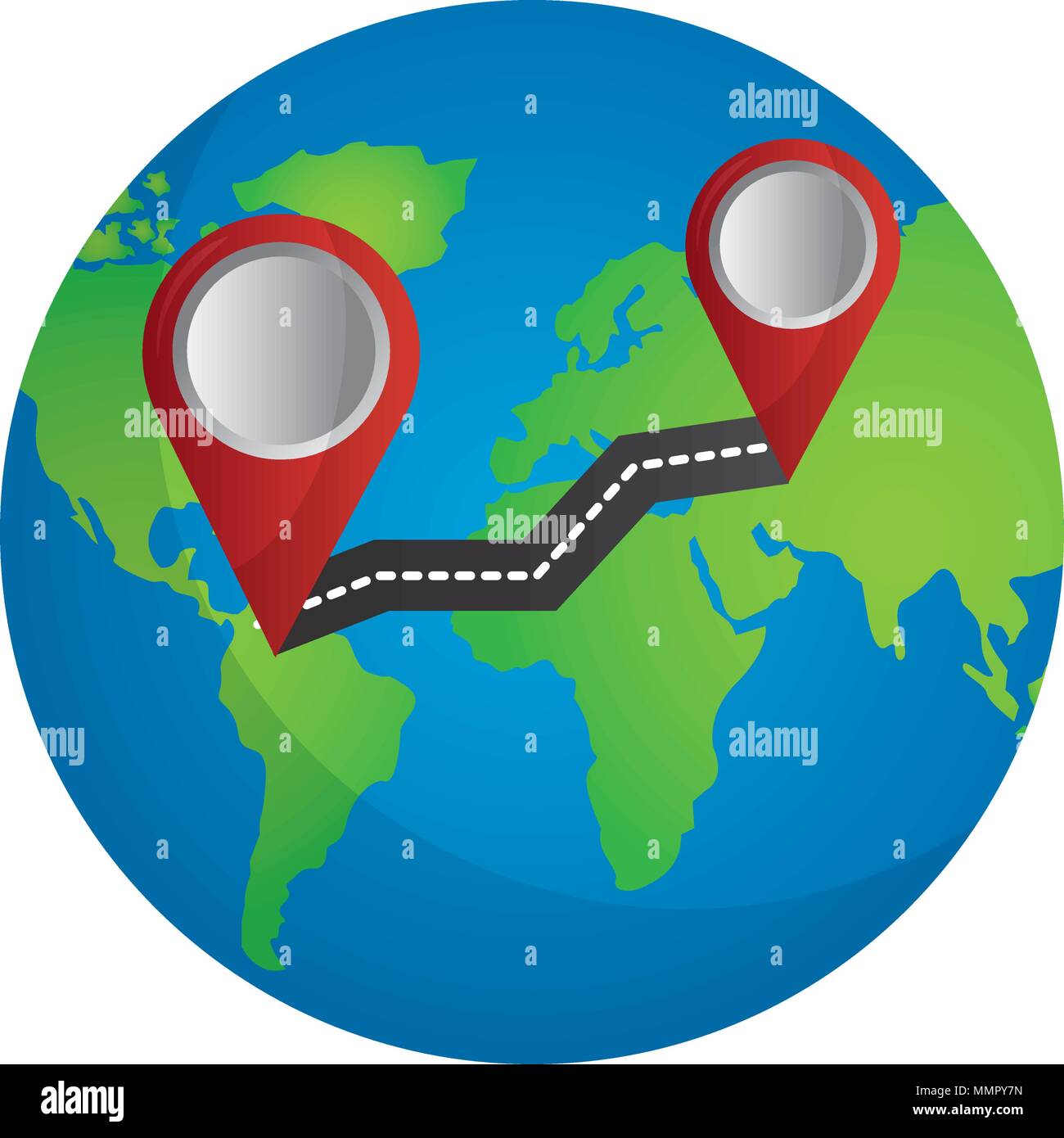 world map route travel finding gps navigation vector illustration Stock ...