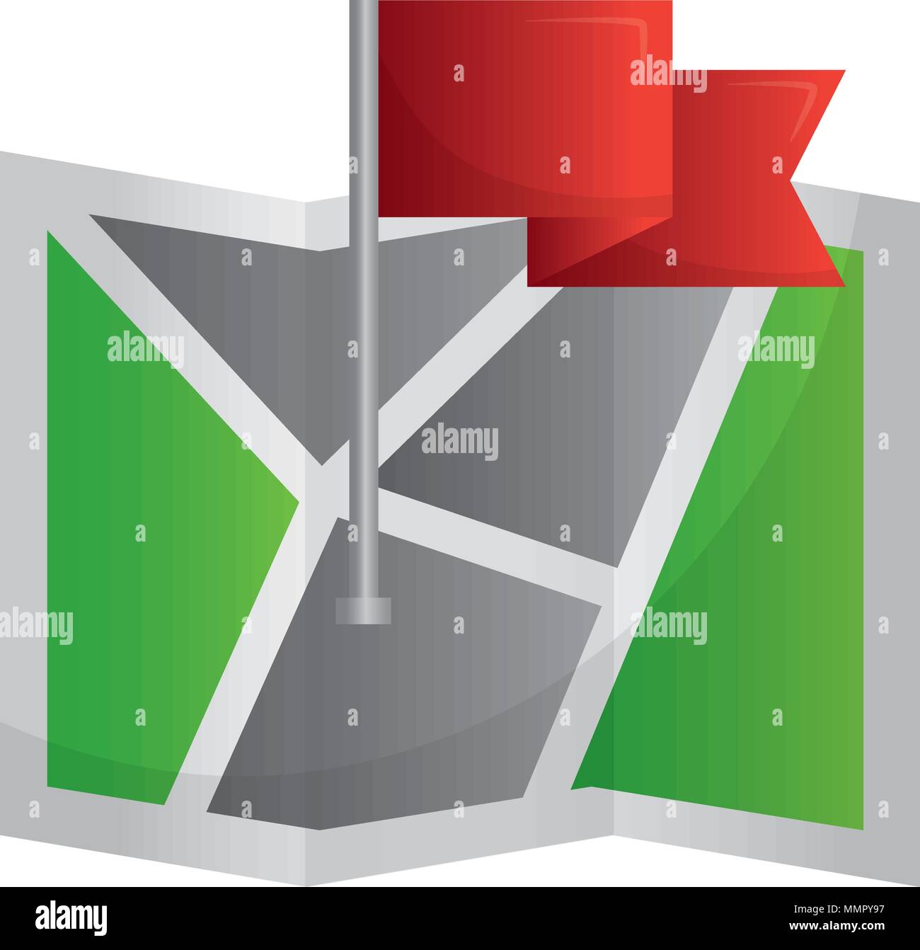 gps navigation folded map pin flag vector illustration Stock Vector Image & Art - Alamy