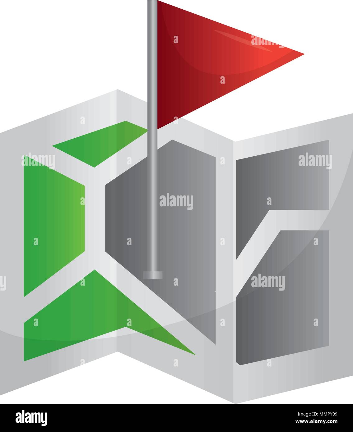 gps navigation folded map flag pointer location vector illustration Stock Vector Image & Art - Alamy