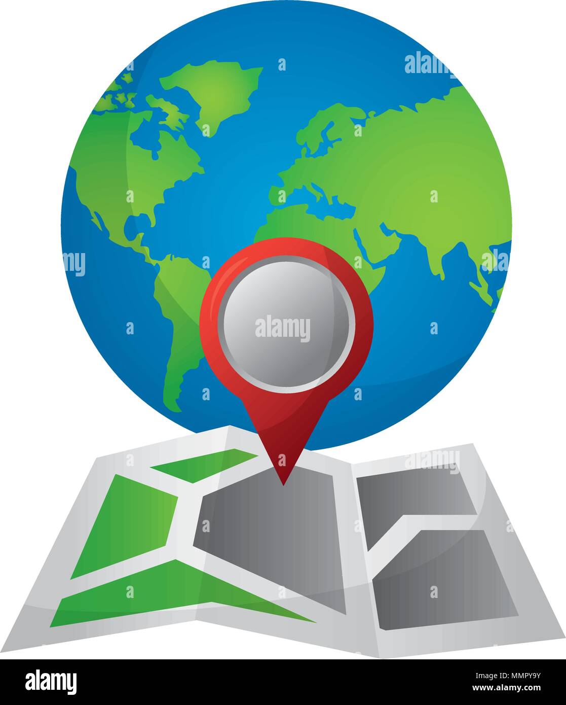 gps navigation folded map pointer world vector illustration Stock Vector Image & Art - Alamy