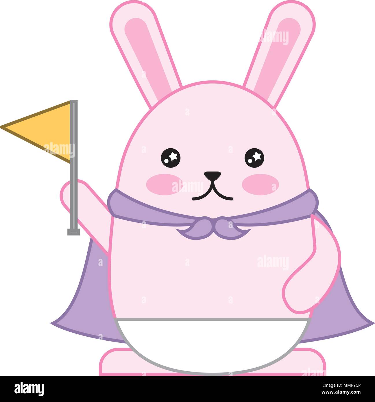 kawaii cute rabbit holding flag cartoon Stock Vector Image & Art - Alamy