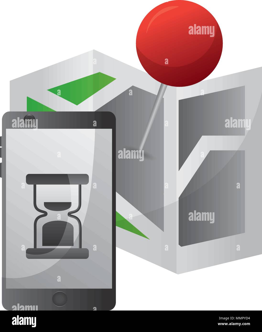 gps navigation map location pin and hour glass time Stock Vector Image ...