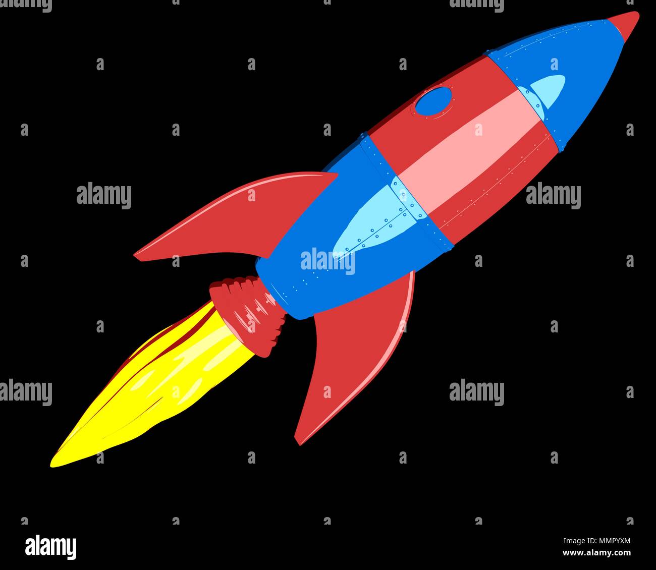 Cartoon rocket on black background. 3D illustration Stock Photo - Alamy