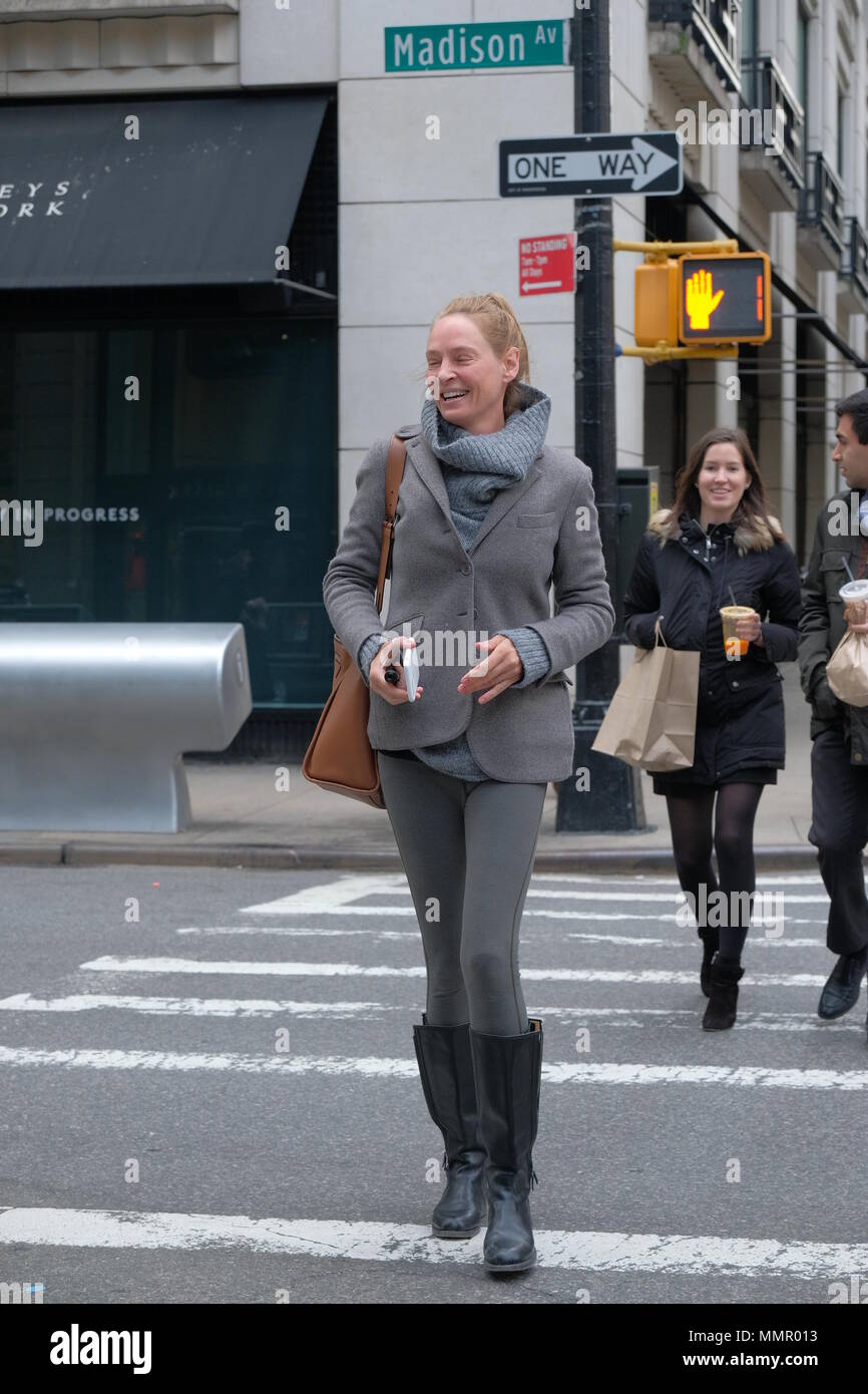 Uma Thurman Out Without Makeup Featuring Uma Thurman Where Manhattan New York United States