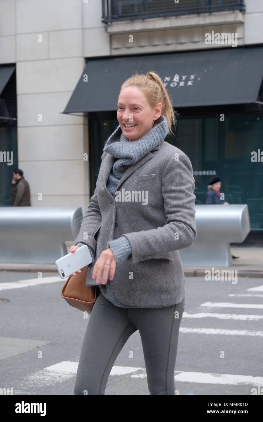 Uma Thurman out without makeup Featuring: Uma Thurman Where: Manhattan ...