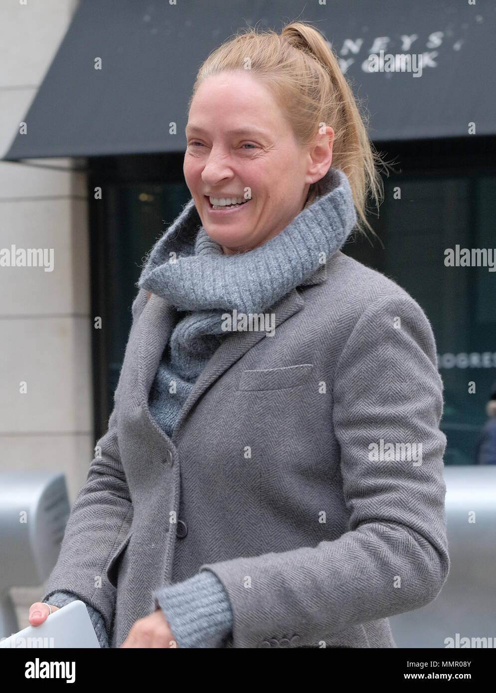 Uma Thurman out without makeup Featuring: Uma Thurman Where: Manhattan ...