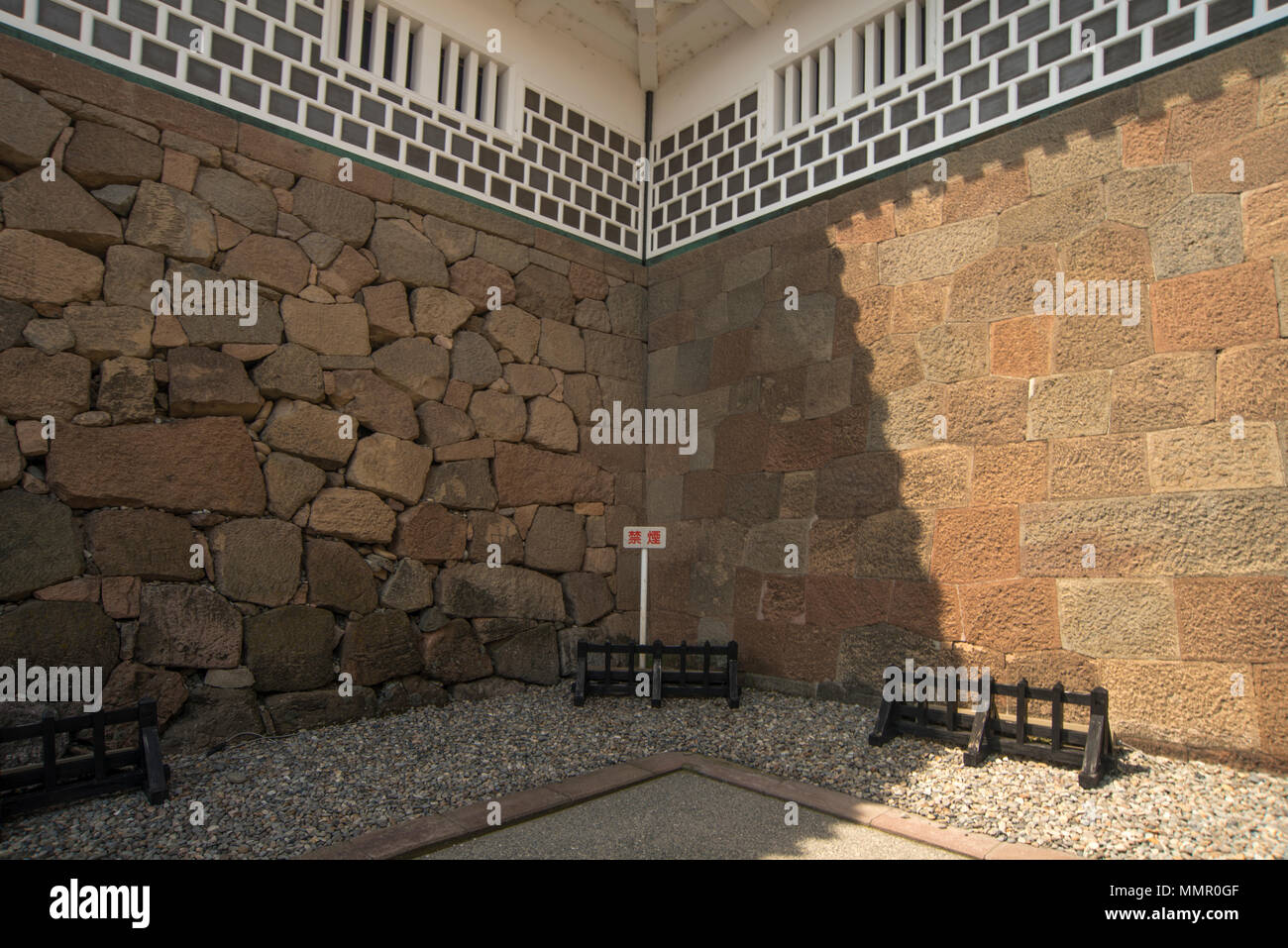 Wall construction methods, Kanawasa Castle, Japan Stock Photo - Alamy