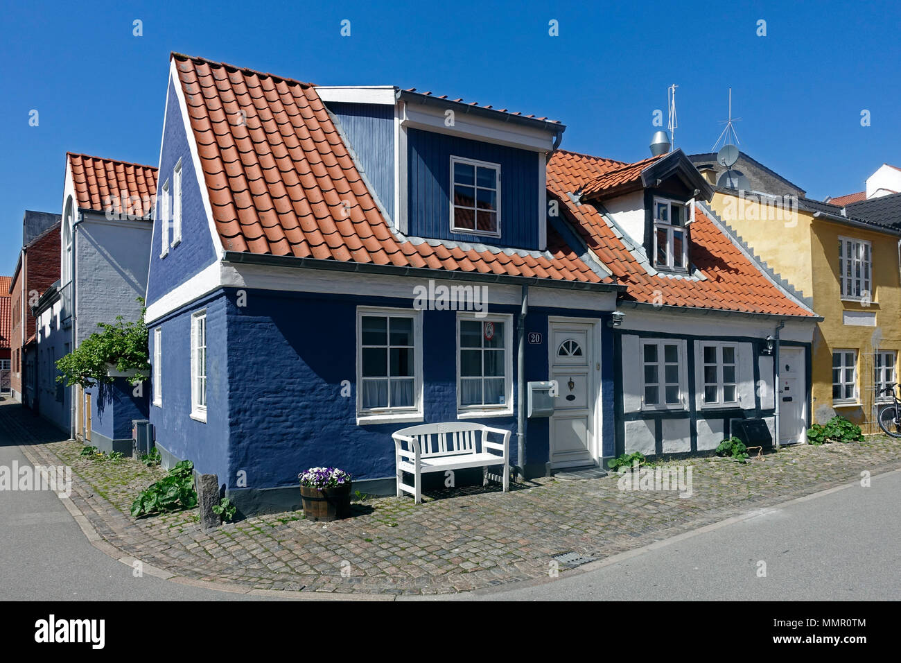 Traditional housing in Klokkestøbergade old town centre Aalborg Jutland ...