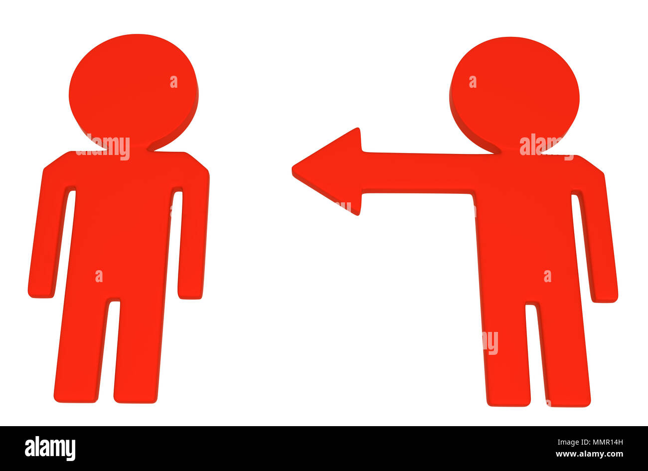 Red symbolic arrow people symbol pointing, 3d illustration, horizontal ...