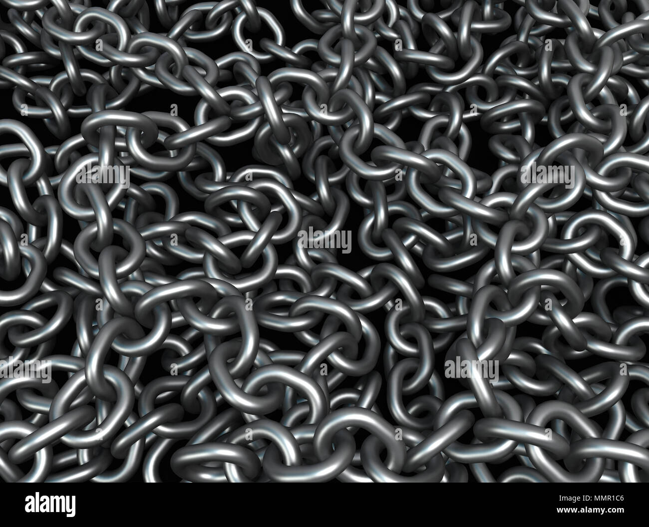 Chain screen fill background, dark metal 3d illustration, horizontal ...