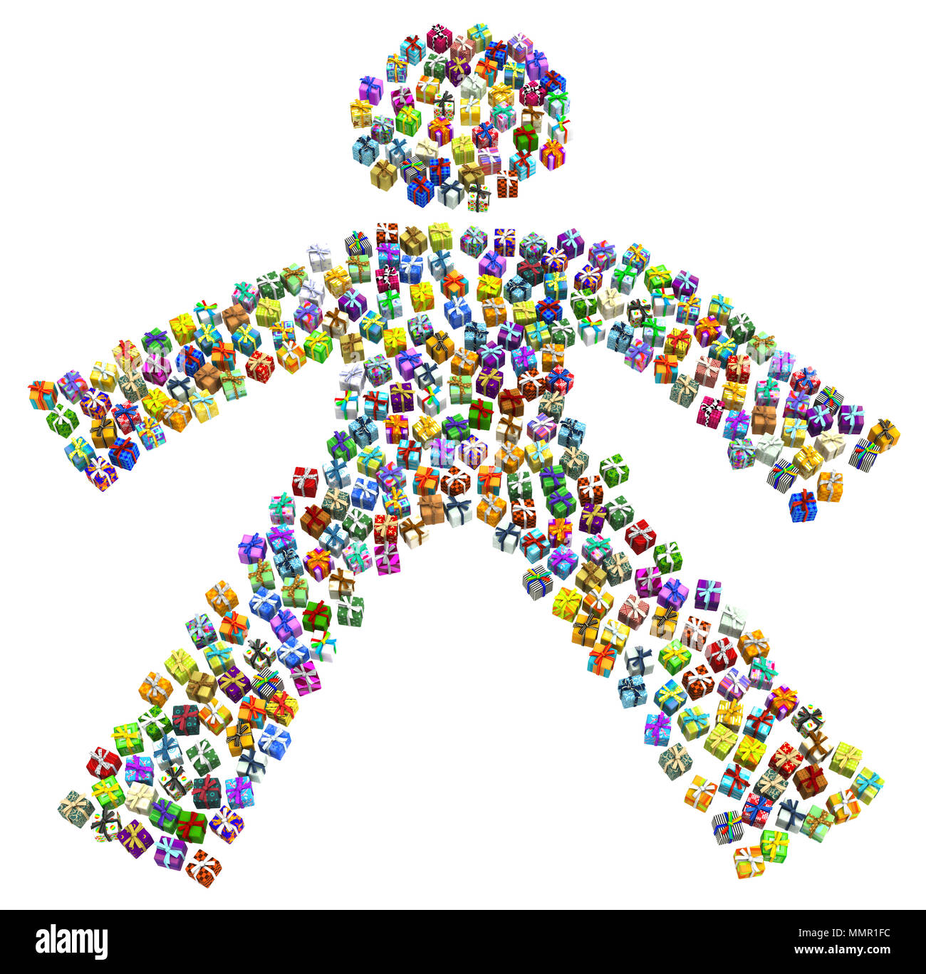 Gift large group 3d illustration, human figure shape, horizontal Stock ...