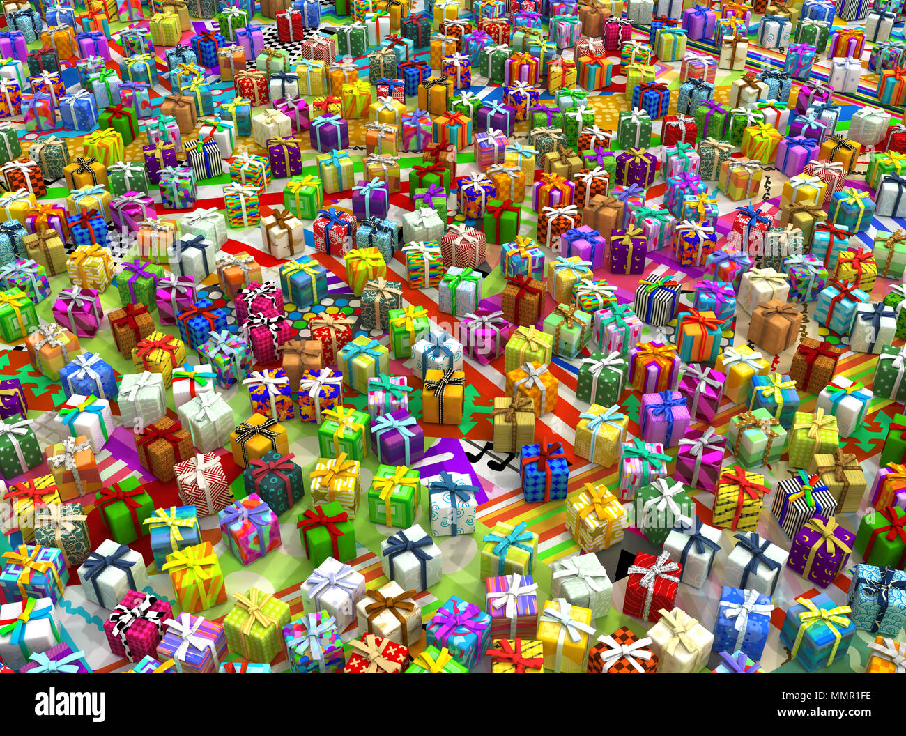 Gift large group 3d illustration pattern surface, horizontal background ...