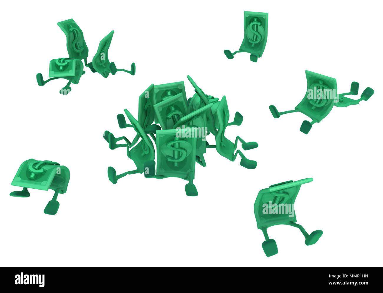 Dollar money symbol cartoon characters sitting, 3d illustration ...