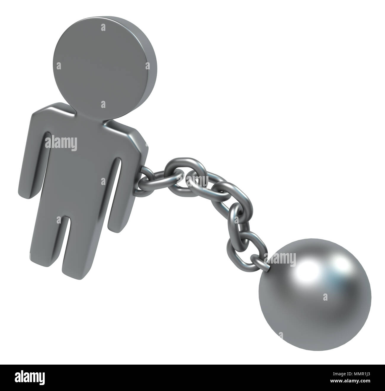 People symbol chained ball grey metal 3d illustration, isolated ...