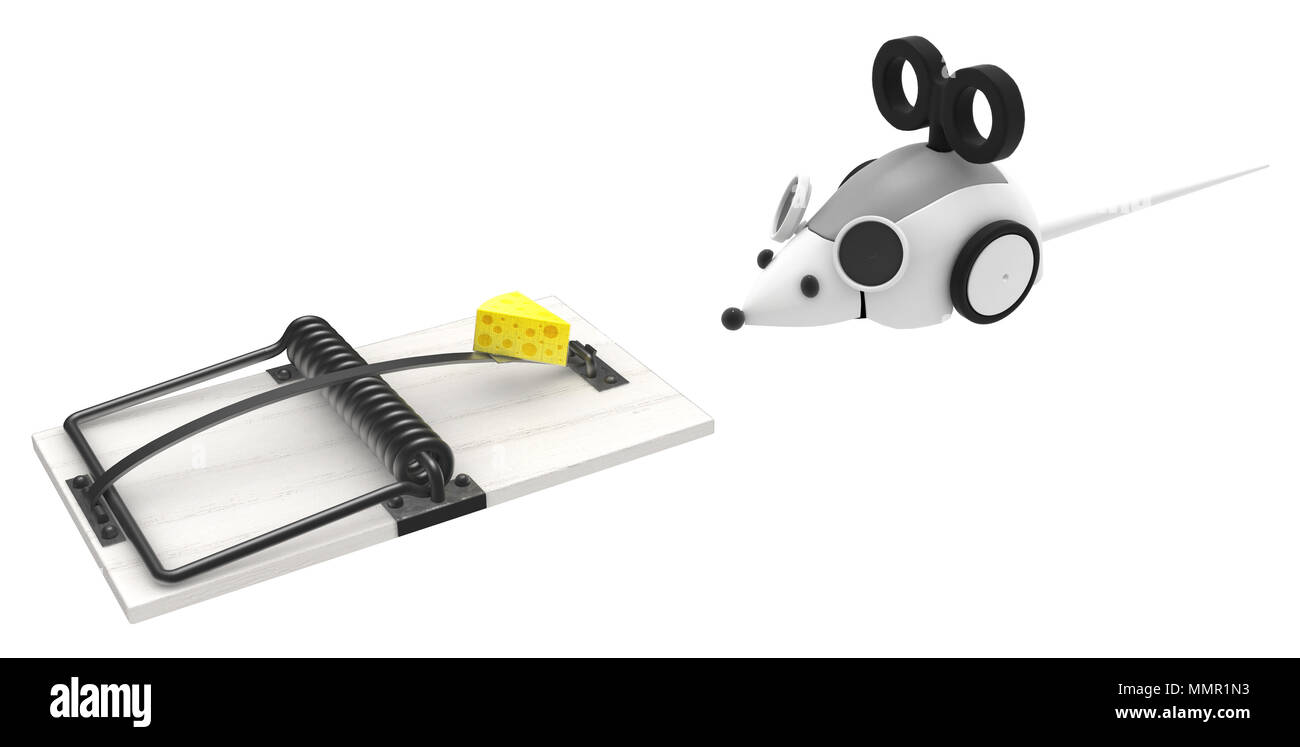 Robot mouse with trap 3d illustration, horizontal, isolated Stock Photo ...