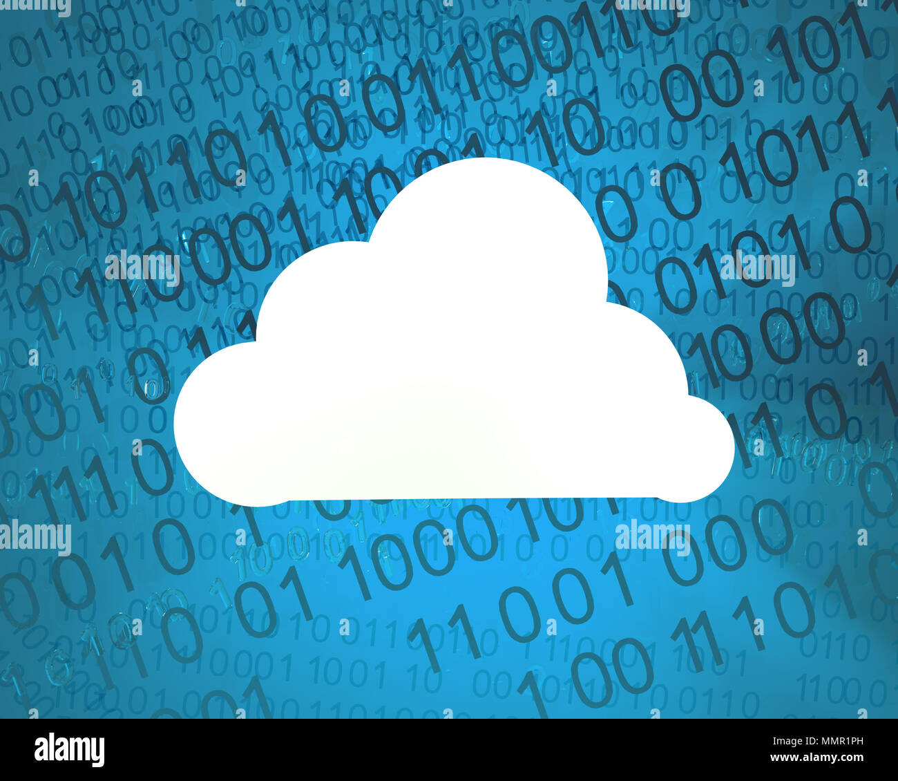 Virtual reality cloud symbol blue abstract 3d illustration, horizontal ...