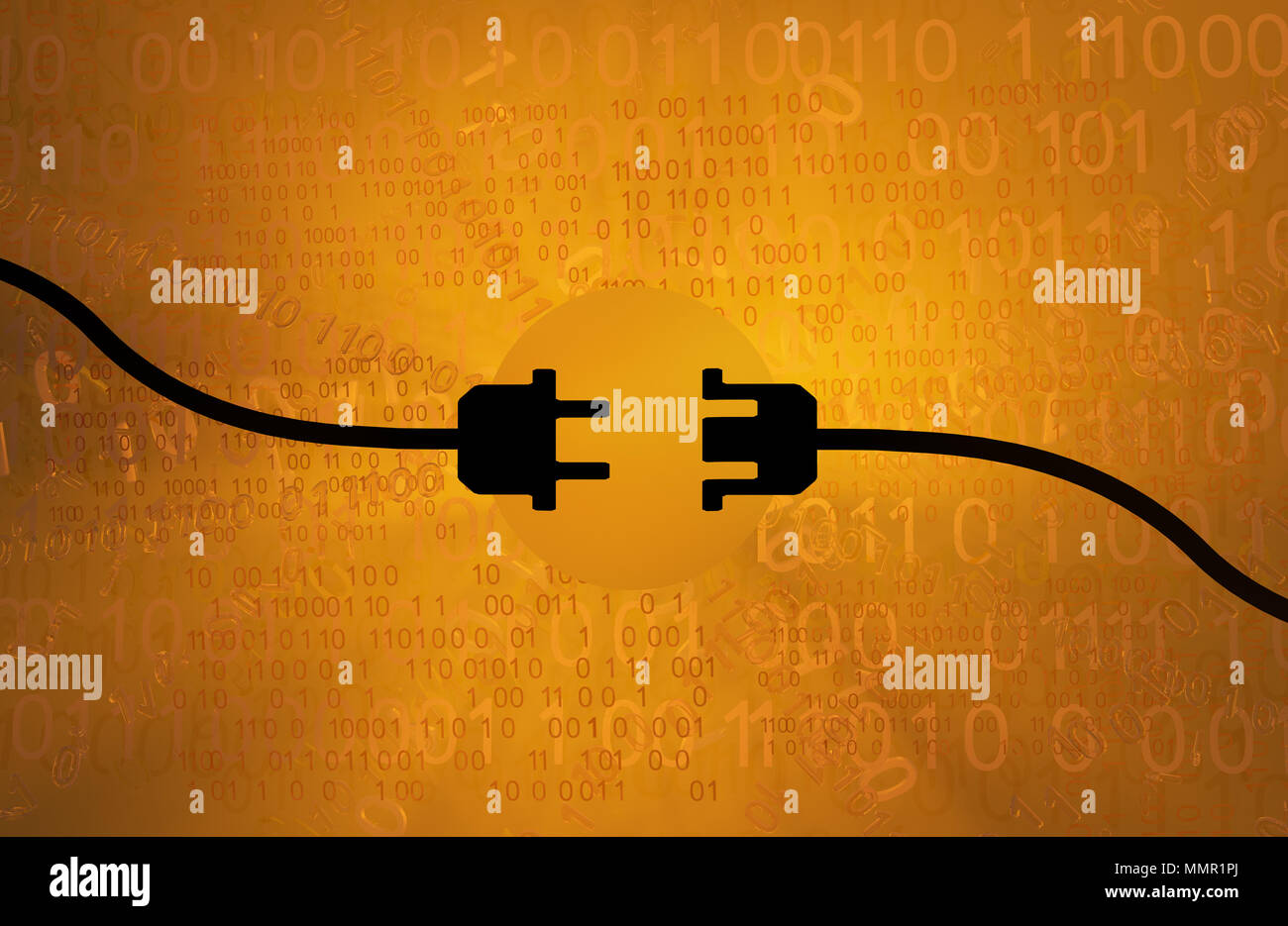 Disconnected cable, cyberspace virtual reality abstract 3d illustration ...