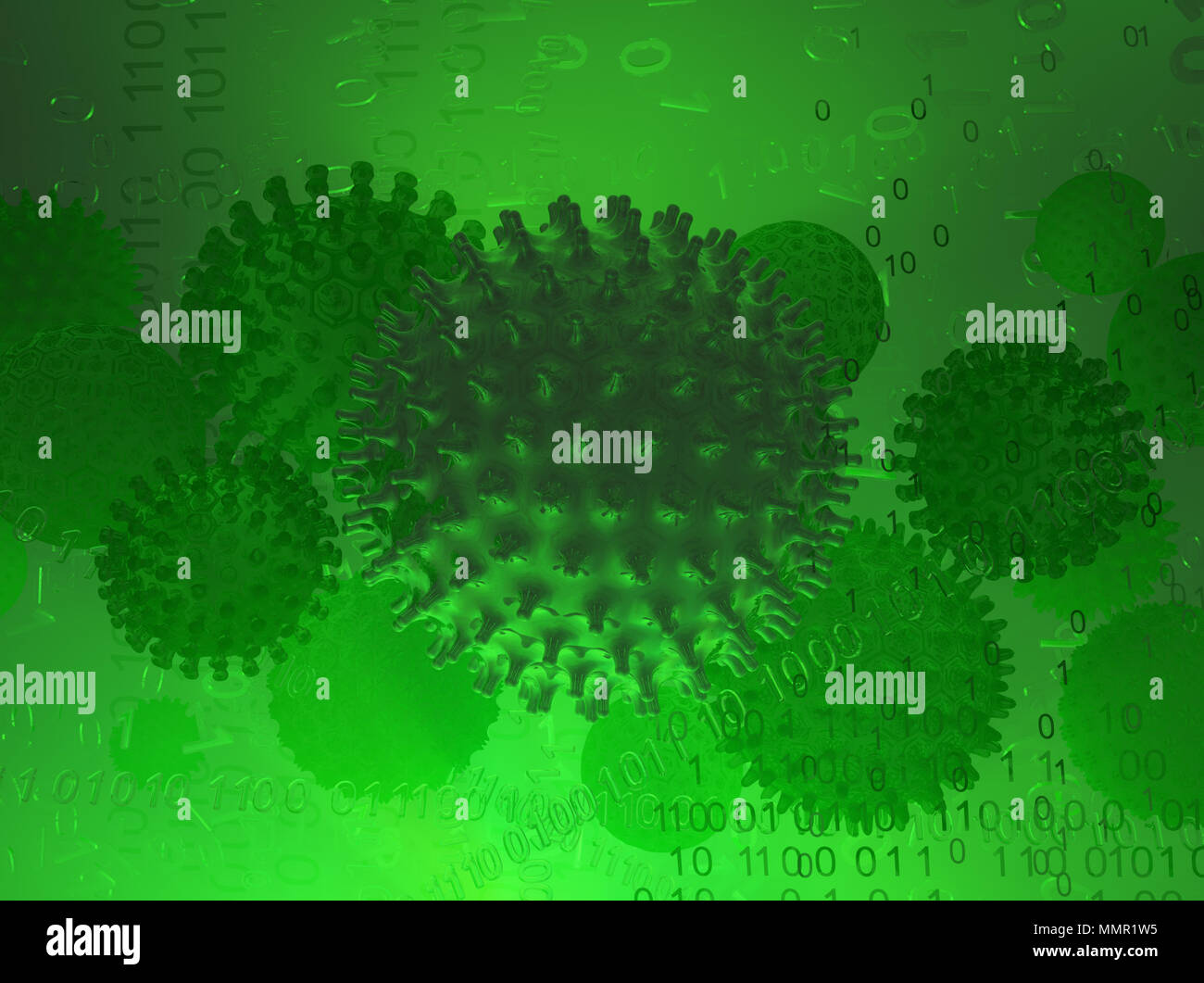 Cyberspace virtual reality abstract 3d illustration, sphere virus ...