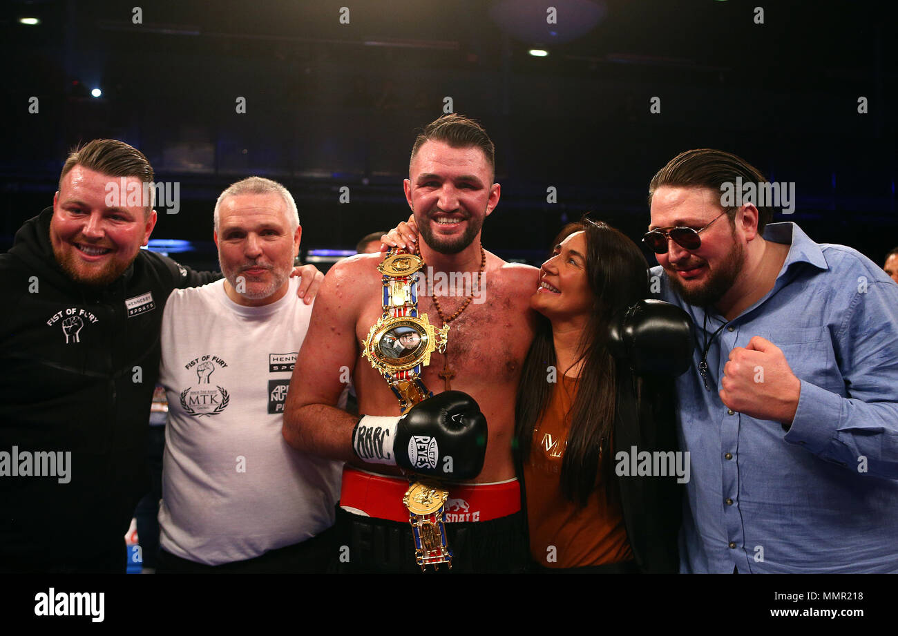 Hughie fury centre right celebrate winning heavyweight title contest ...