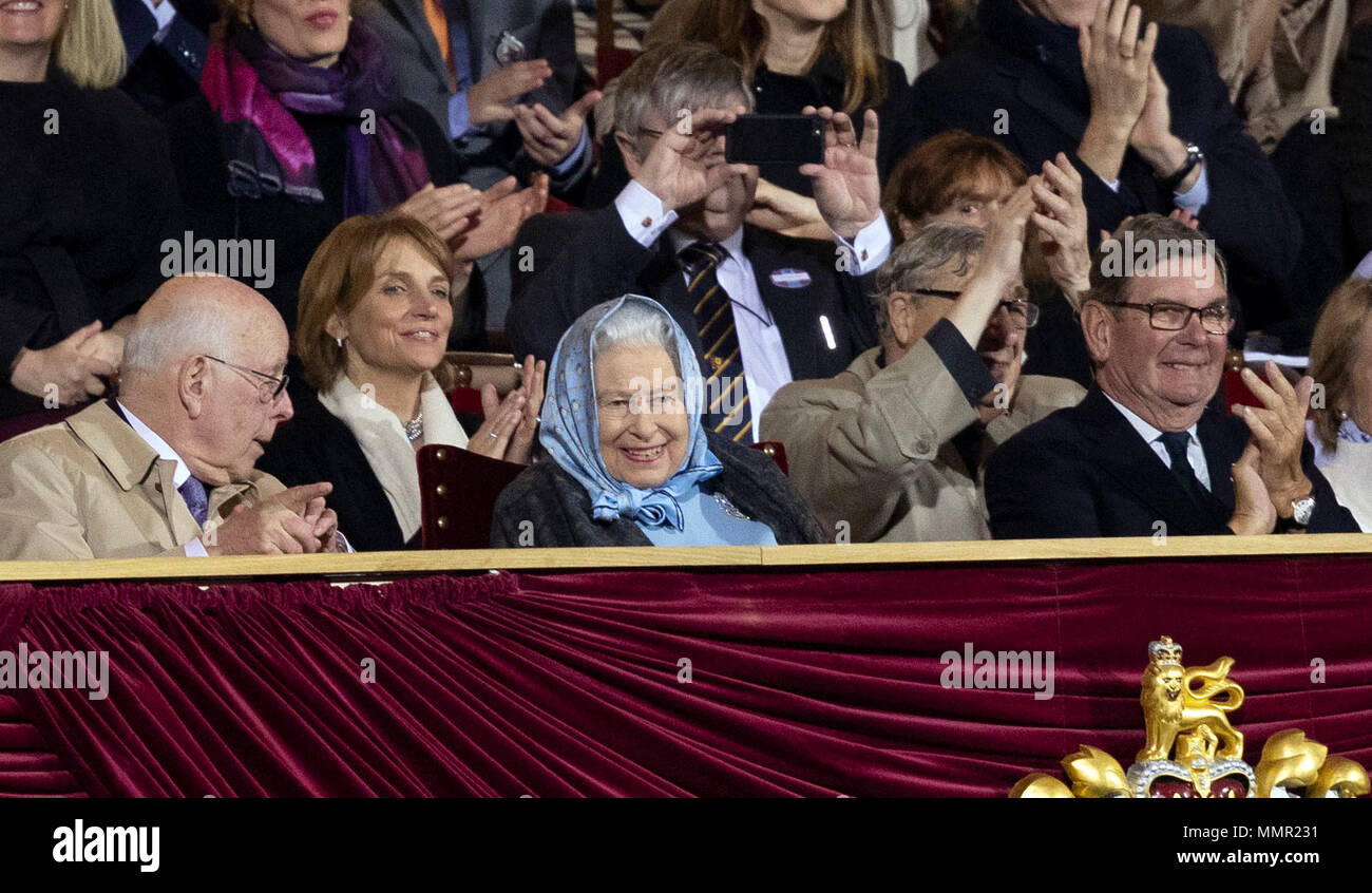 Queen Elizabeth II (third left) during the Royal Windsor Horse Show at ...