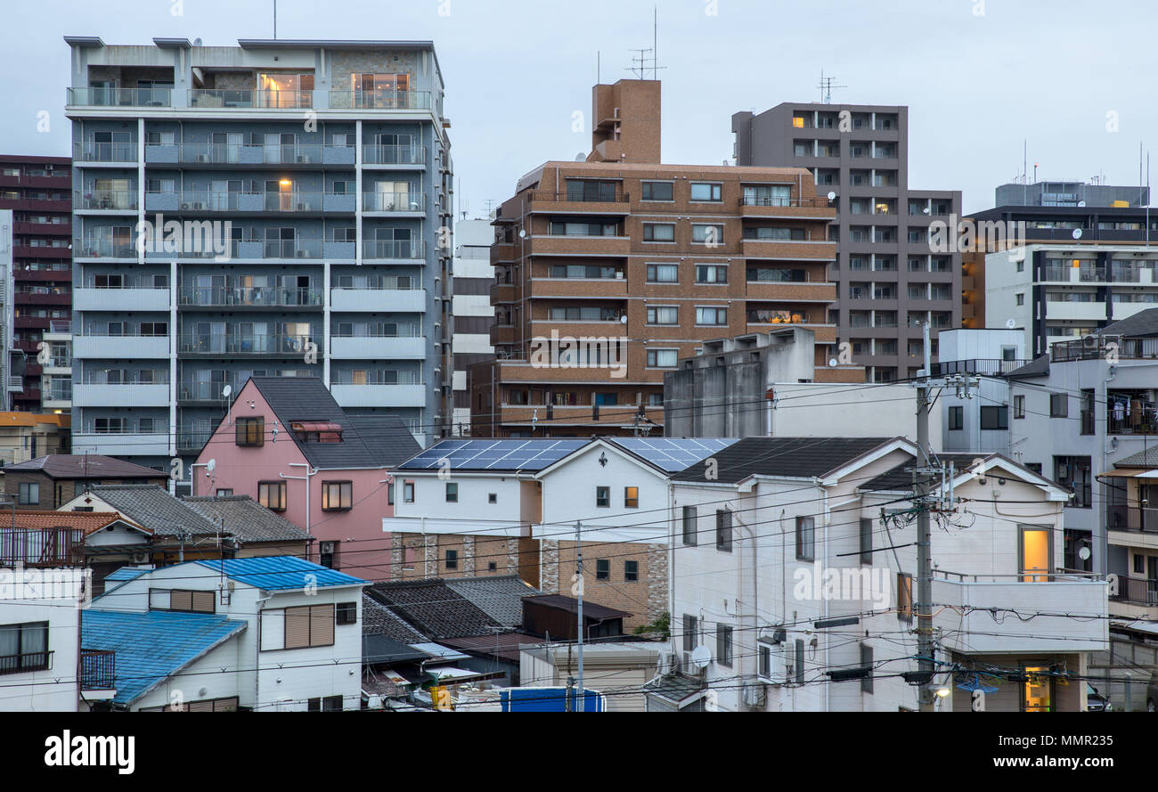 Apartment buildings and small houses in urban area of Japan Stock Photo ...