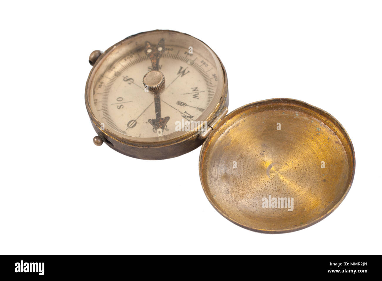 old retro compass on white background Stock Photo - Alamy