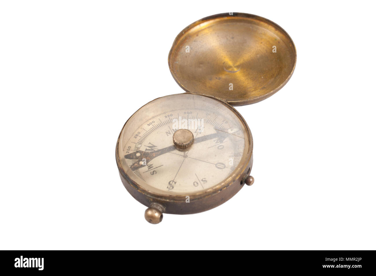 old retro compass on white background Stock Photo - Alamy