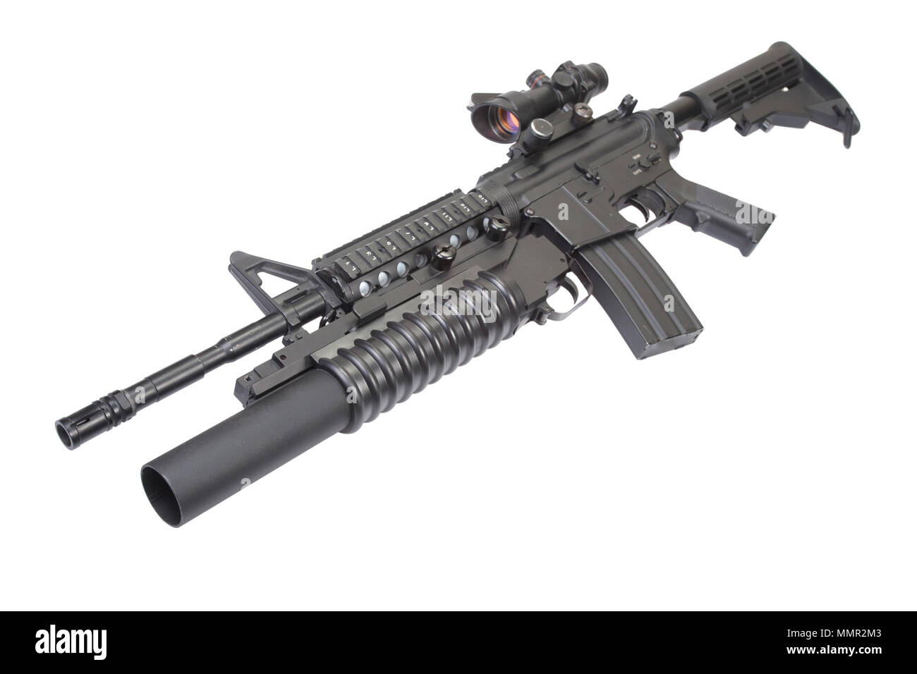 An M4A1 carbine equipped with an M203 grenade launcher Stock Photo - Alamy