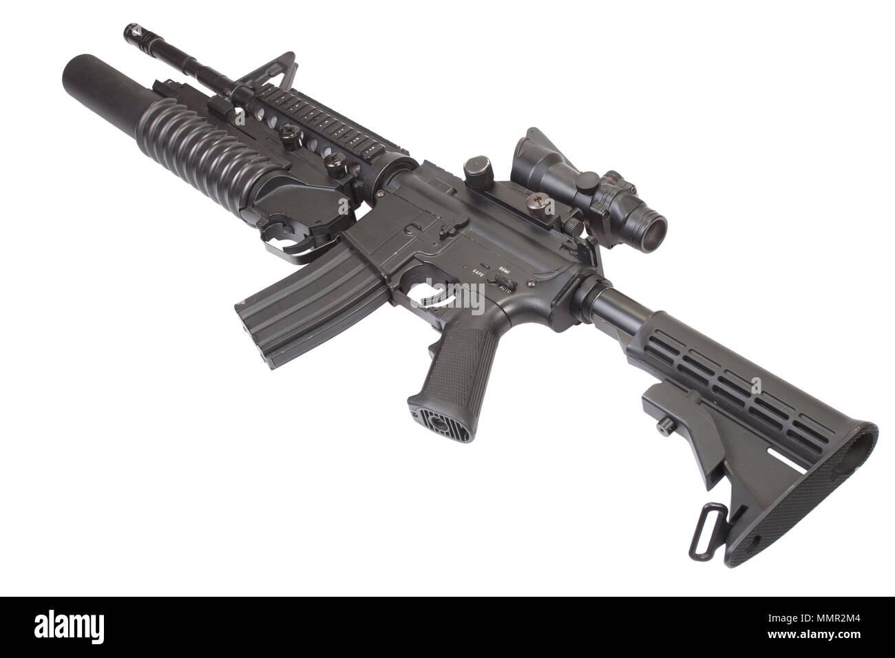 An M4A1 carbine equipped with an M203 grenade launcher Stock Photo - Alamy