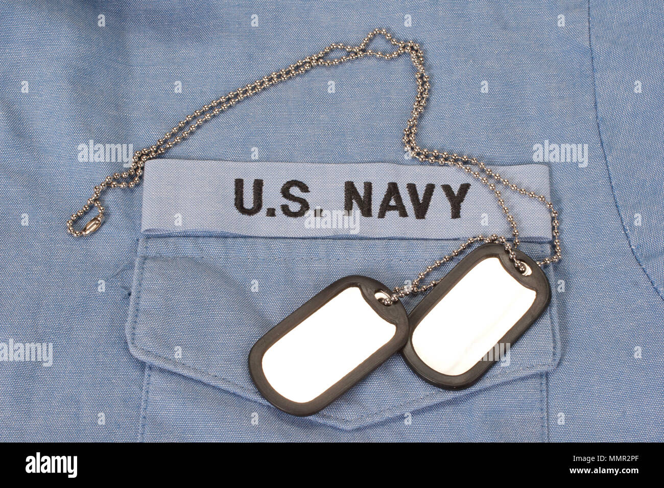 us navy uniform with blank dog tags Stock Photo - Alamy